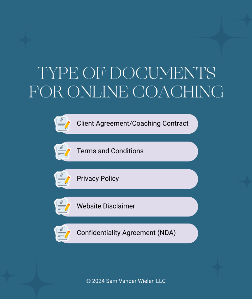 5 Types of Legal Documents for Online Coaching | Sam Vander Wielen
